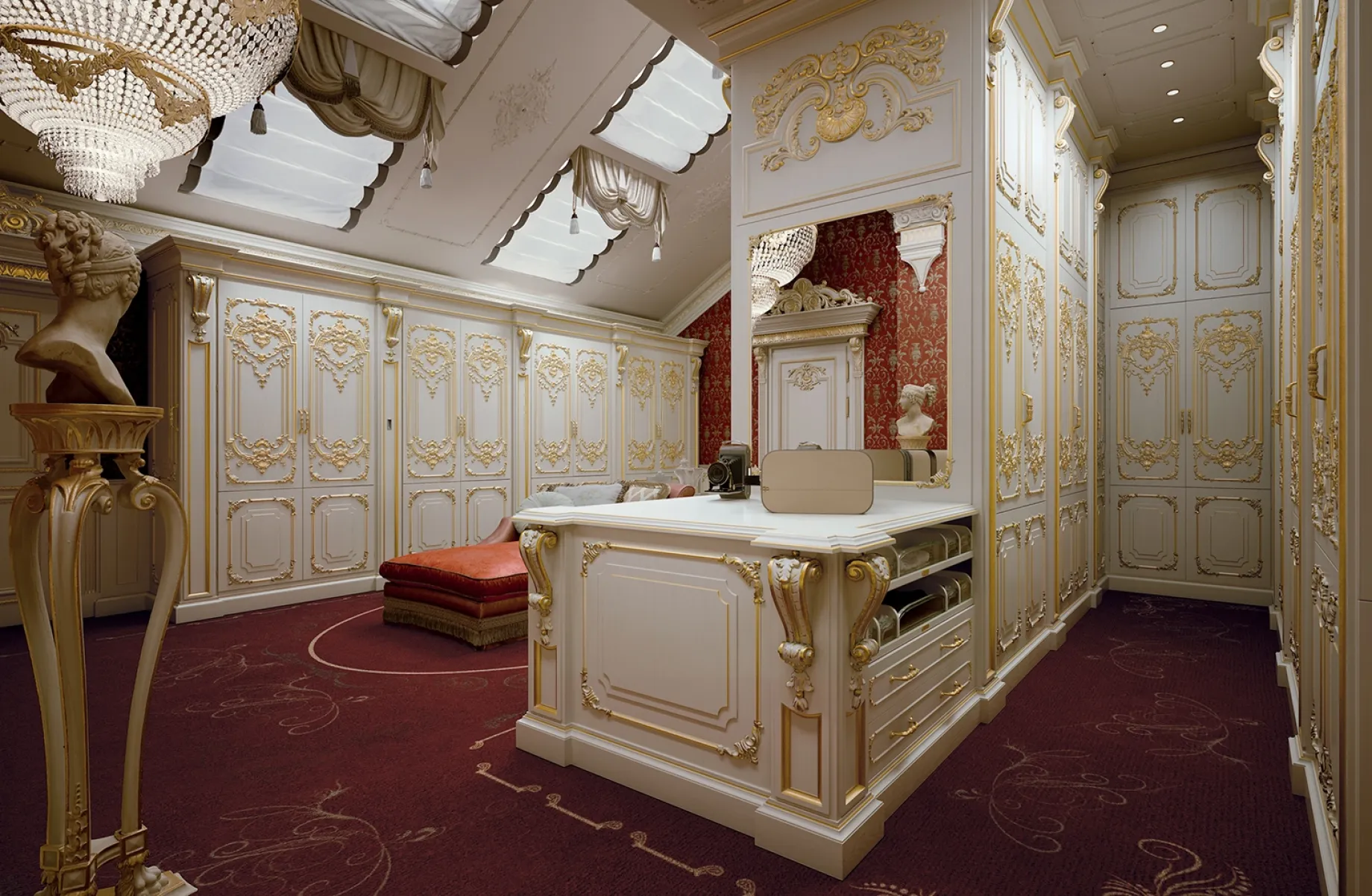 Highness Gold Walk-in Closet Wardrobe Project in Riyadh - Modenese ...